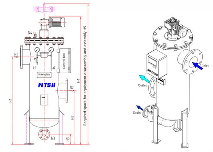 3.5 L - 41.6 L Cartridge Filter Vessels / Self cleaning brush filter vessel